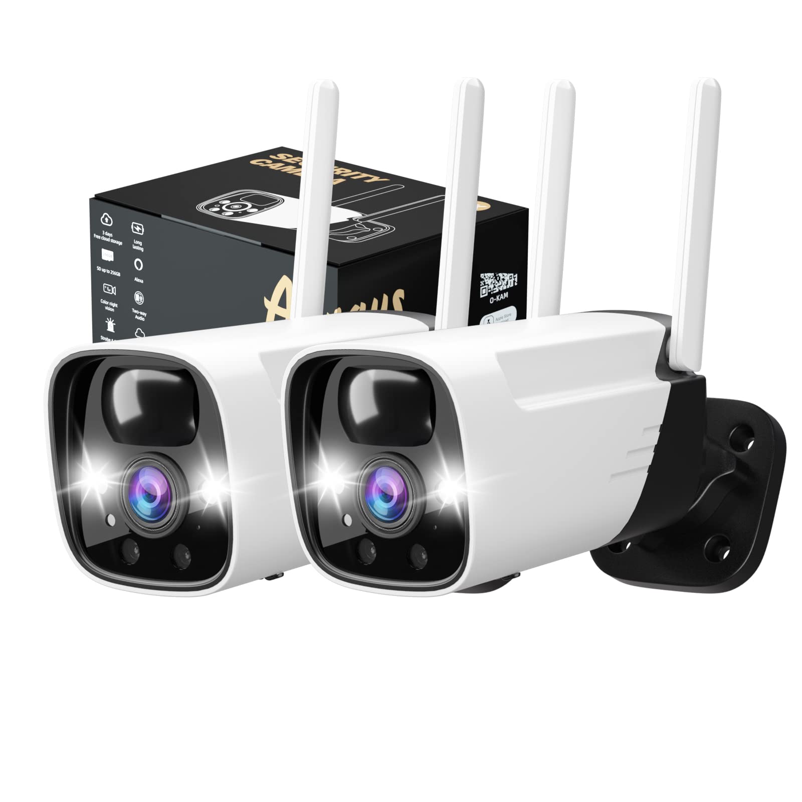 ELECCTV 2K Security Cameras Wireless Outdoor with Spotlight,15000mAh 365 Days Long-Lasting Battery Powered WiFi Surveillance Camera with Color Night Vision,2-Way Audio,Support Alexa-2 Pack