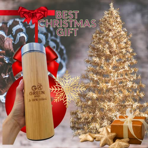 Go Green. Coffee and Tea Thermo Stainless steel double wall with tea infuser. Eco design. Coffee and tea. 18 oz. Leak proof lid. Best gift for coffee lovers. (Large)