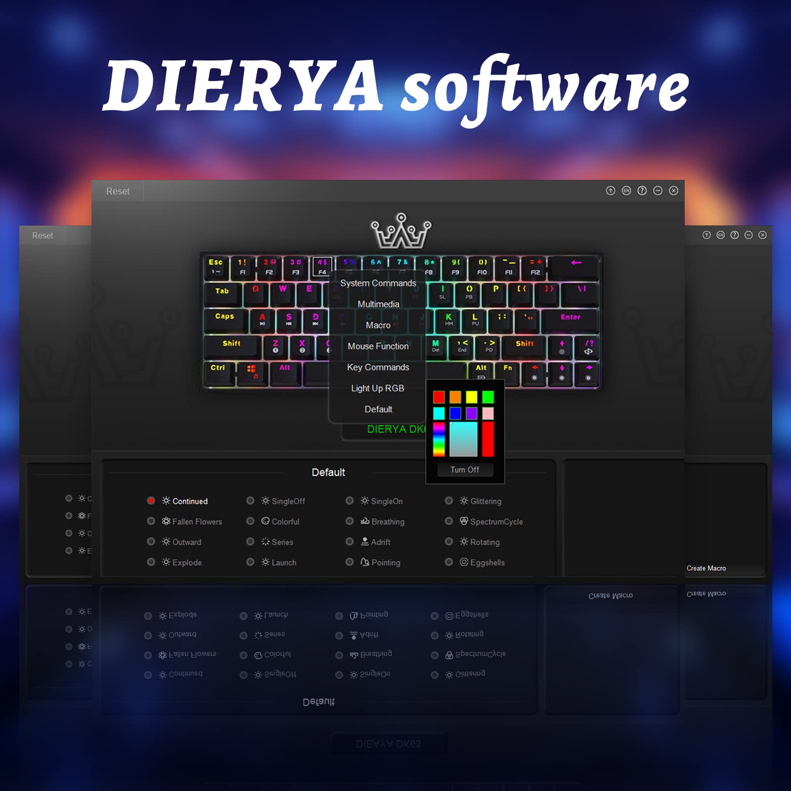 DIERYA DK63 60% Wireless Mechanical Keyboard, RGB Backlit Bluetooth Gaming Keyboard Wired Dedicated Arrow Keys, Compact 63 Keys Mini Keyboard, Full Keys Programmable - Blue Switch