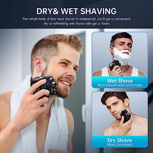 Head Shavers for Bald Men, 8D Floating Head Shaver with 3 Modes, IPX7 Waterproof Electric Razor Grooming Kit, USB Rechargeable