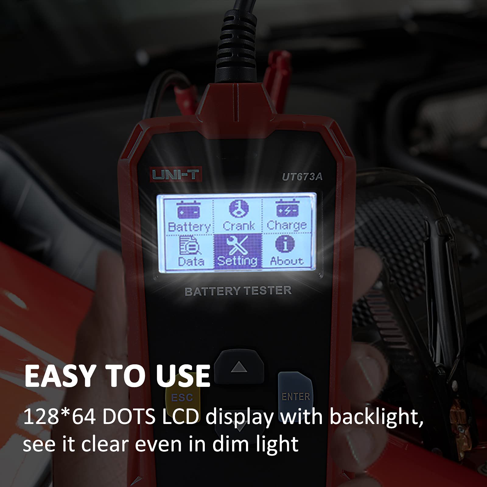 Car Battery Tester Analyzer12V,Load Tester,AGM Battery Measurement,Car,Motorcycle,Truck,Marine Charging System Test,40-2000 CCA,UT673A