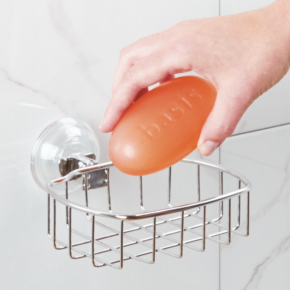 iDesign Reo Metal Power Lock Suction Rack for Bathroom, Kitchen Use