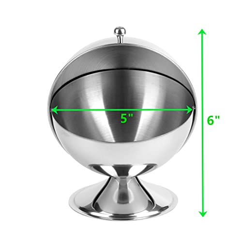 Peohud 2 Pack Stainless Steel Sugar Bowl with Roll Top, Sugar Cube Holder, Candy Jar Cookies Mints Holder Bowl for Home Kitchen, Office, Parties
