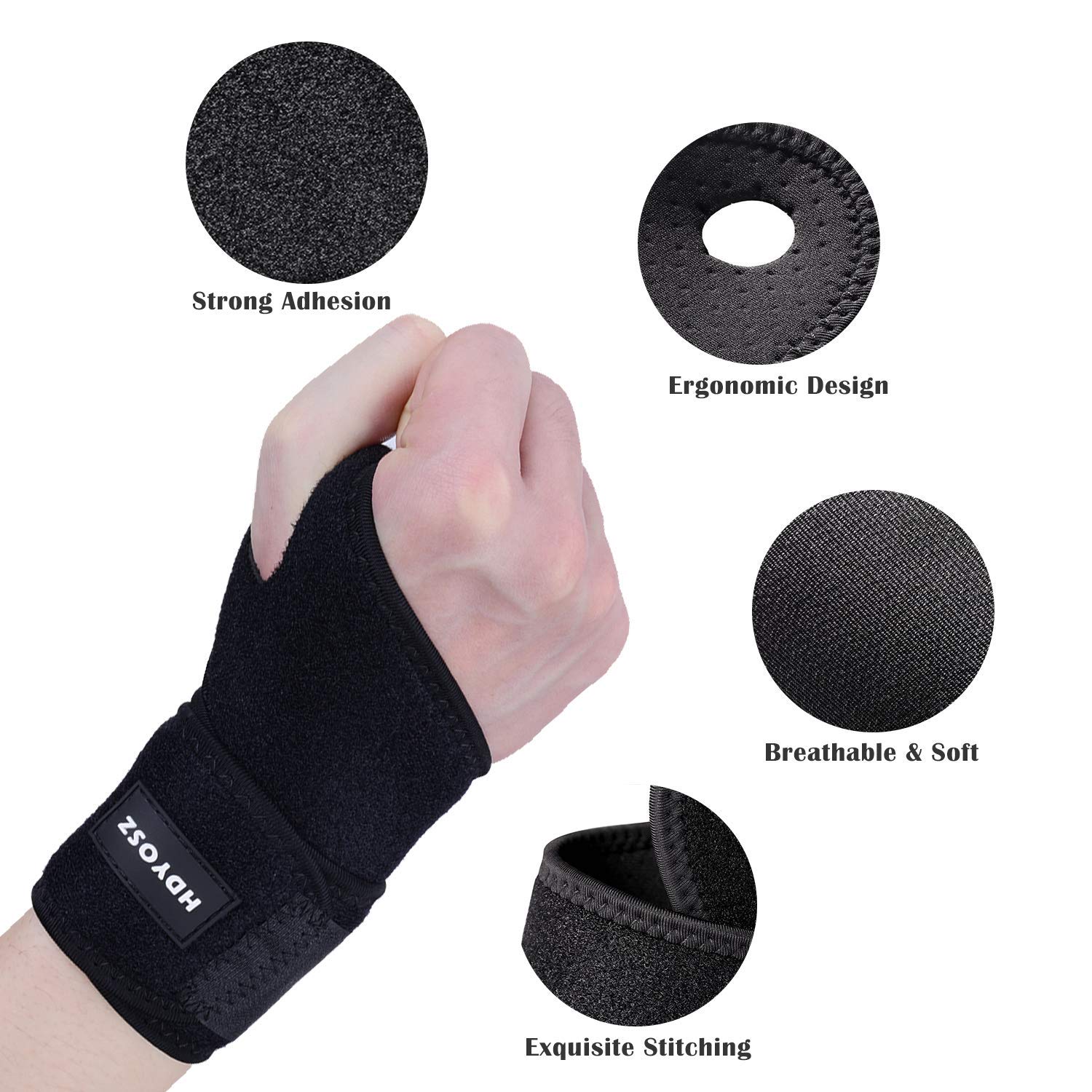 Carpal Tunnel Wrist Brace, 1 Pair Adjustable Wrist Compression Wrap for Sprains, Wrist Tendonitis, Pain Relief, Injury Recovery Fit for Both Left Hand and Right Hand