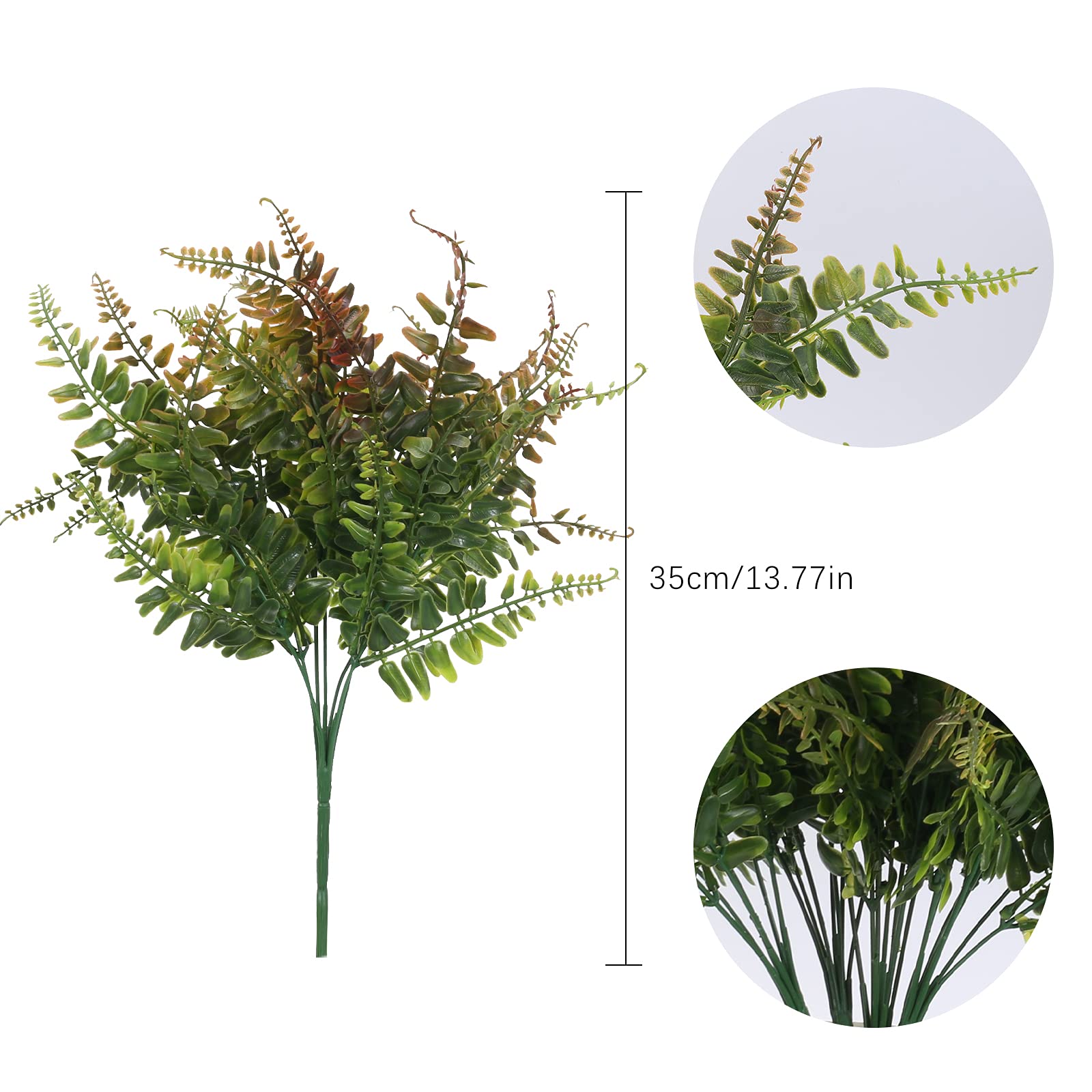XHXSTORE 4pcs Artificial Boston Fern Plant Plastic Fern Leaves Artificial Fern Bouquet Persian Grass Artificial Shrubs for Fall Outside Inside Hanging Basket Fireplace Garden Home Decoration