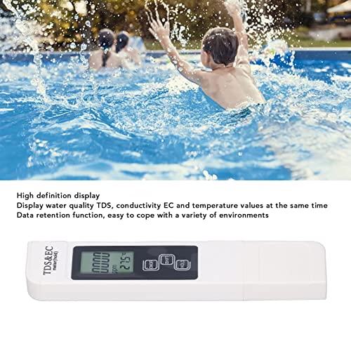 Digital Water Tester, Rustproof Interference Resistant 3 in 1 HD Display High Accuracy Digital TDS Meter for Swimming Pool