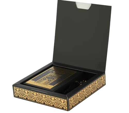 Prien Muslim Gifts for Eid, Gilt Covered Gift Box, Silvered Quran Gifts for Ramadan Mosque, Pearl Prayer Beads, Islamic Presents Women, Portable Boxes, Mawlid Gift Set for Birthday, Wedding, Umrah, Special Day (Black)