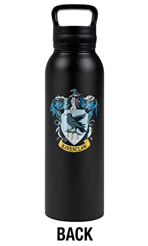 Harry Potter OFFICIAL Ravenclaw Crest 24 oz Insulated Canteen Water Bottle, Leak Resistant, Vacuum Insulated Stainless Steel with Loop Cap, Black