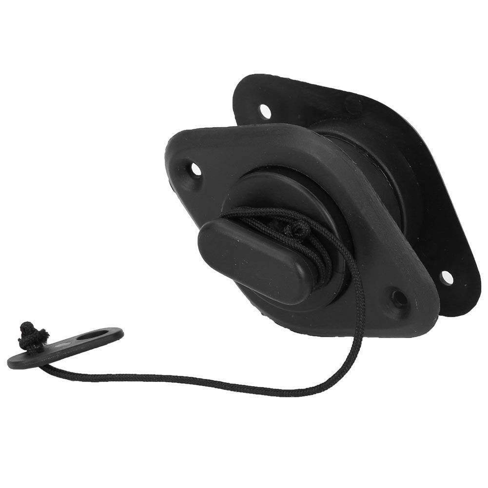 Black PVC Plastic Drain Valve with Rope Lightweight Easy to Operate Drain Valve for Inflatable Boats Fishing Boat Kayak Replaceable Accessory