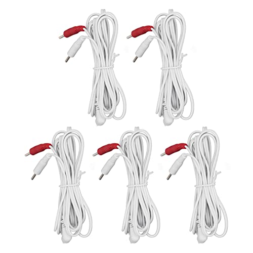 Demeras TENS Electrode Wire, Premium Metal Wire Electrode Wire 1.5m Long Promote White 2.5mm Elbow for Slimming Massager