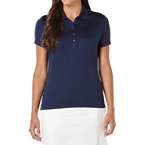 Callaway Women's Golf Performance Solid Short Sleeve Polo Shirt with Stretch, Peacoat, Large