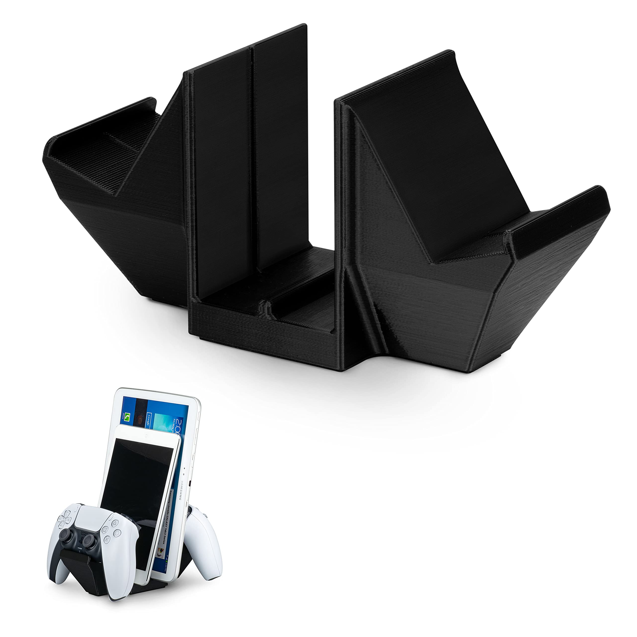 BRAINWAVZ Dual Game Controller & Tablet Phone Desktop Holder - Universal Design for most Gamepads & Tablet, Reduce Clutter & Stay Organized, UGDS-02
