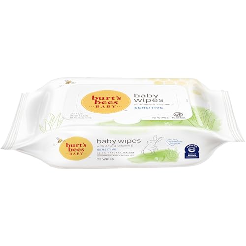 Burt's Bees Baby Wipes,Unscented Natural Baby Wipes for Sensitive Skin with Aloe and Vitamin E - 72 Wipes