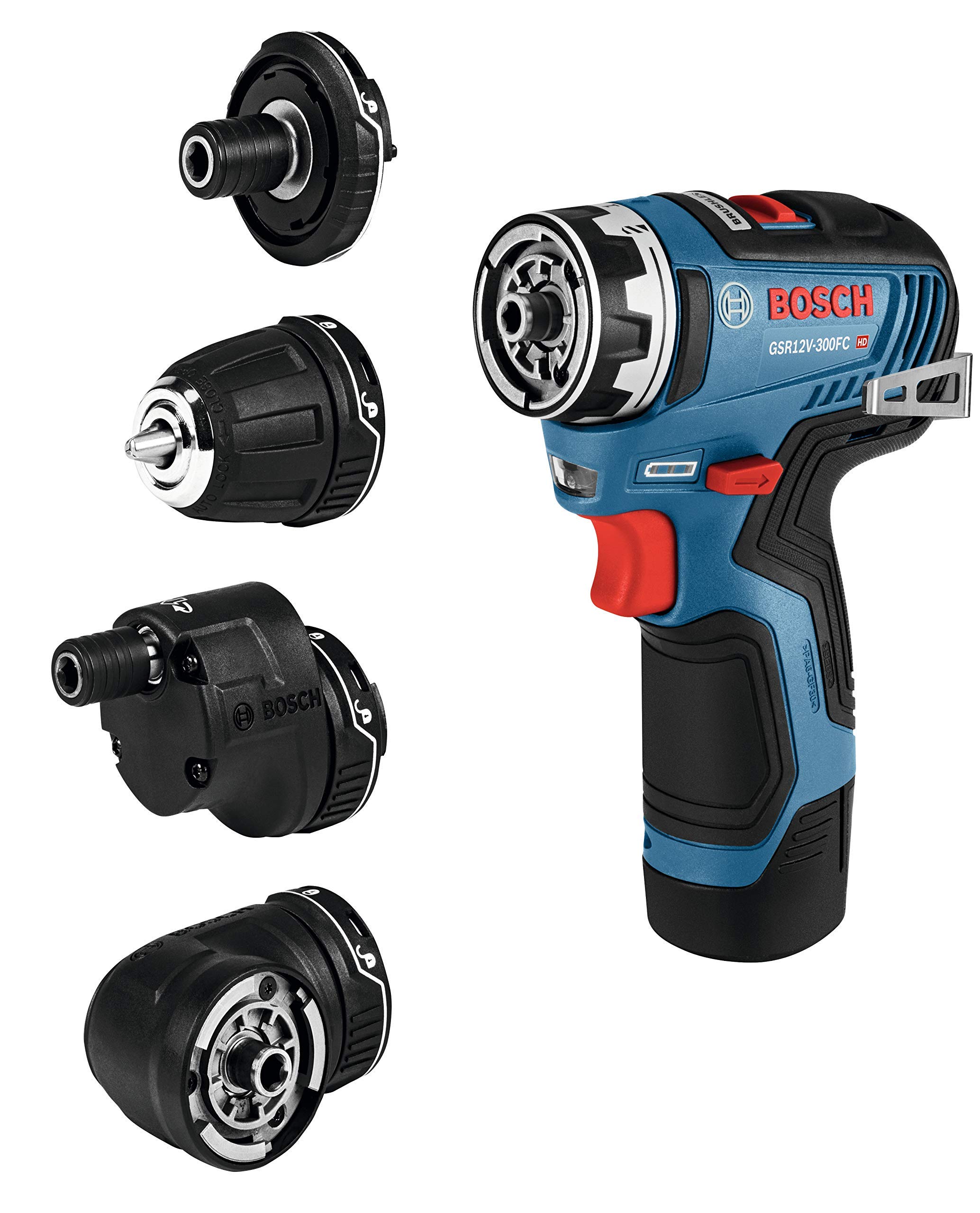 Bosch GSR12V-300FCB22-RT Flexiclick 12V Max EC Brushless Lithium-Ion 5-In-1 Cordless Drill Driver System Kit with 2 Batteries (2 Ah) (Renewed)