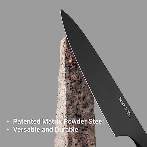 HAST Chef Knife-8 Inch-Professional Kitchen Knife-Ultra Sharp-Powder Steel-High Performance-Lightweight-Sleek Design-Ergonomic Handle-Minimalist Kitchen Decor (Matte Stainless)