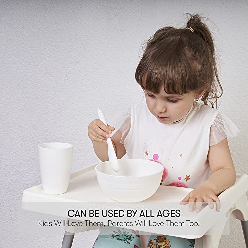 Wheat Straw Dinnerware Sets | Unbreakable Dinnerware Sets | Dishwasher Microwave Safe Dinnerware | Eco Friendly Non Breakable Dinnerware Sets | RV Outdoor Camping (White, Service for 4 (28 pcs))
