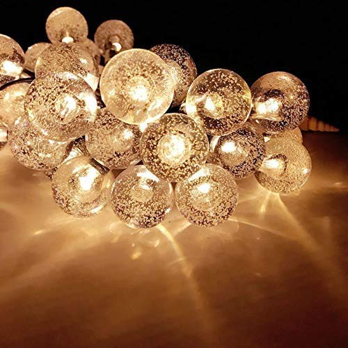 Xiying 6.5M String Lights with 30LED Bulbs Battery Powered Decorative for Bedroom Crystal Balls Fairy String Lights Great Garden Terrace Patio Outside Lights for Home Garden (6.5 Meters 30 Lights)
