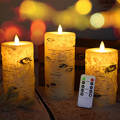 Led Candles Real Wax Flameless Candles Moving Flame Battery Operated Candles Flickering Decorative Classic Real Wax with Led Flame, 3 Pack, Home Garden Decorations