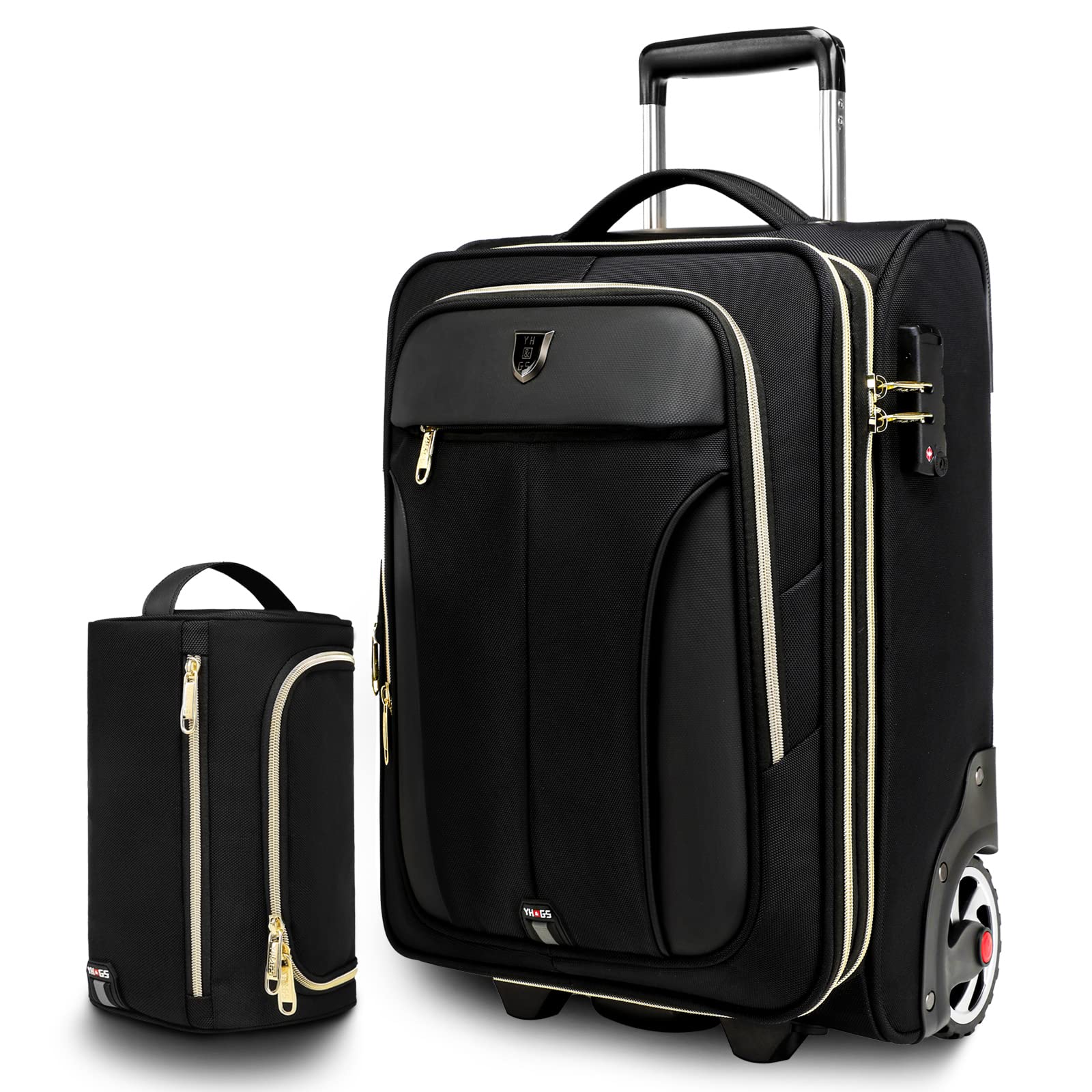 Carry On Luggage 20-Inch Suitcases with Wheels Luggage Sets 2Piece Suitcase Set Expandable with TSA Lock Airline Approved Rolling Lightweight Suitcases for Women Men, Black