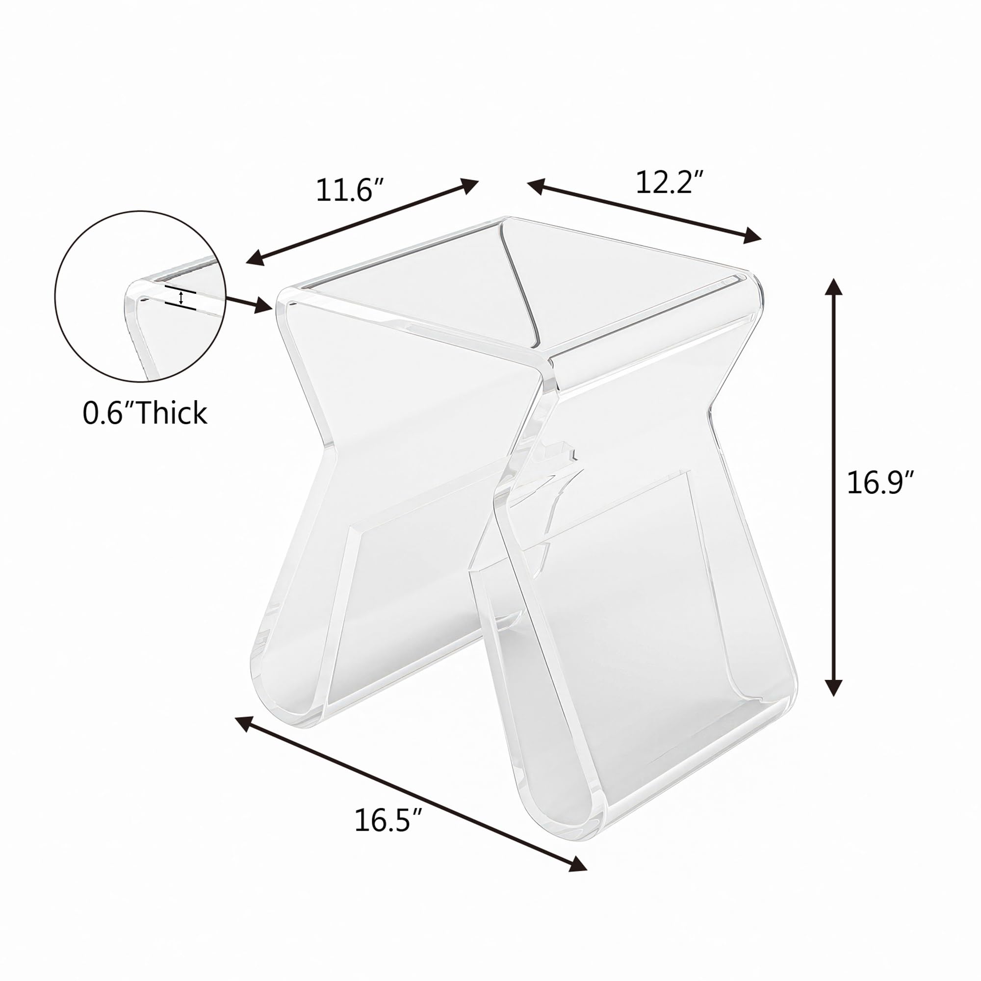 BTLWSI Acrylic Side Table, Acrylic Sofa Table Acrylic Nightstand with Storage Slots, Acrylic Clear End Table Stool for Living Room, Modern Clear Acrylic Coffee Table, 17" D x 12.2" W x 11.6" H