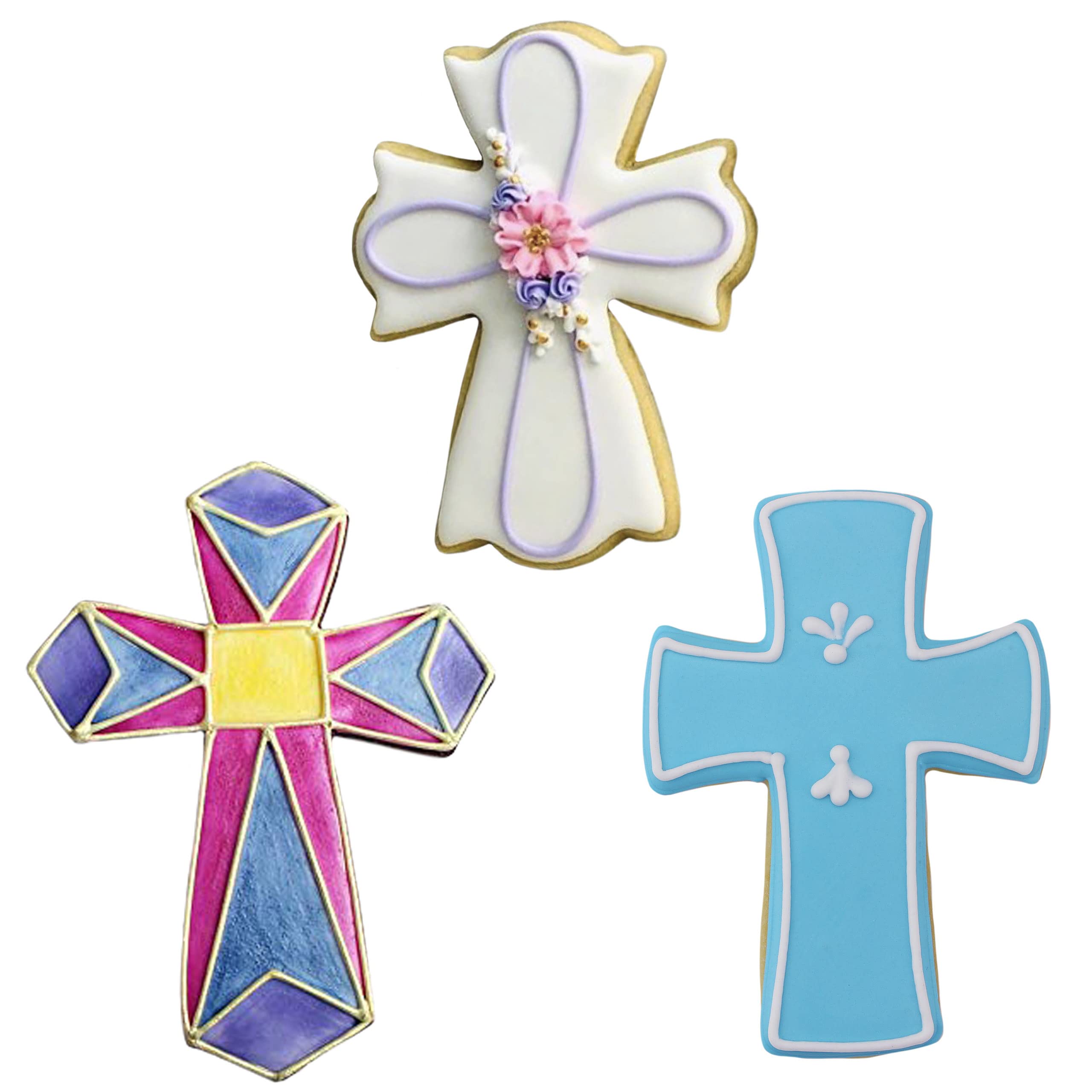 Cross Cookie Cutters 3-Pc. Set Made in USA by Ann Clark, Holy Cross, Extra Large Cross, Fancy Cross