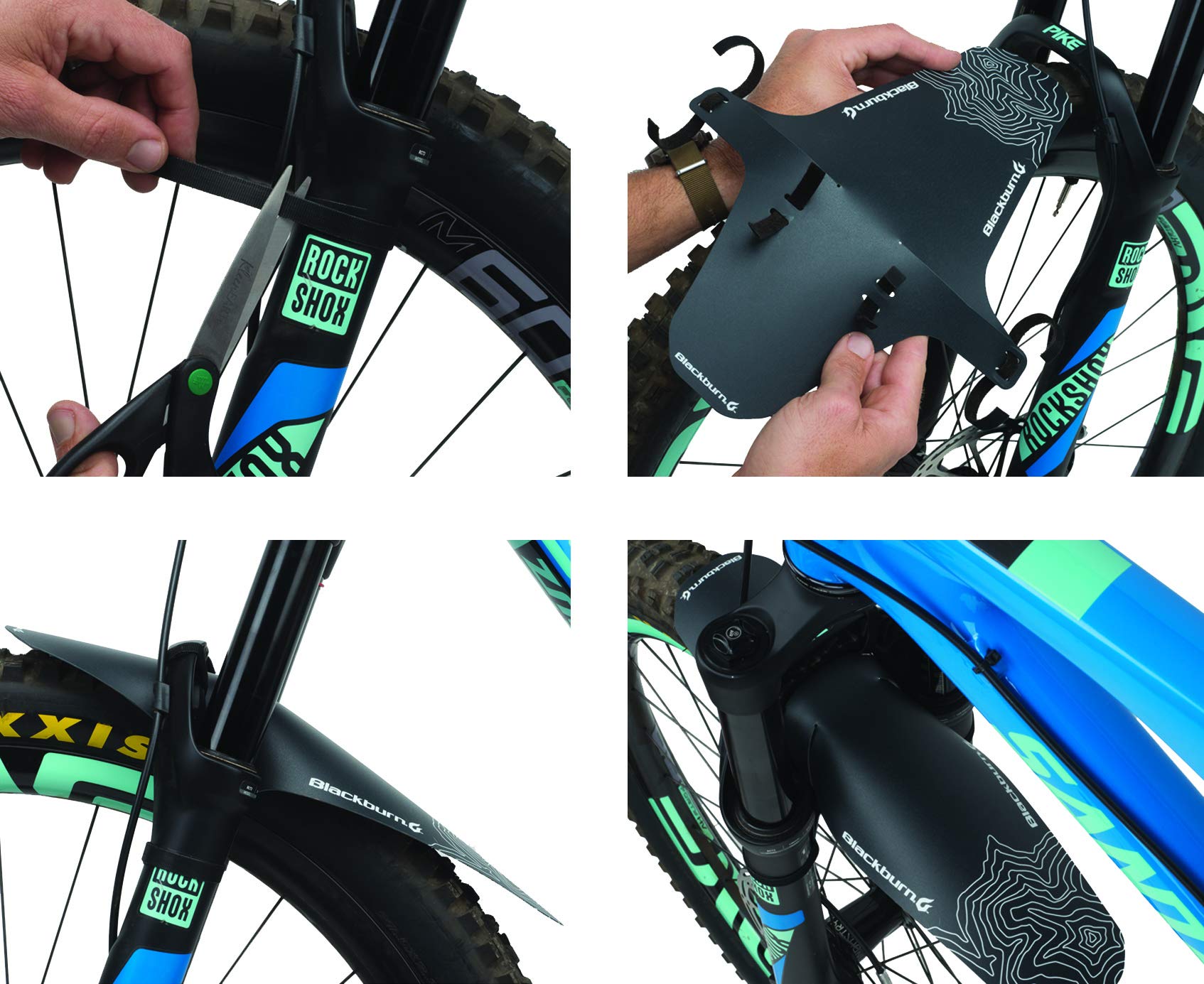Blackburn MTB and Fat Tires Barrier Mud Guards (Black/White, Fat Tires)