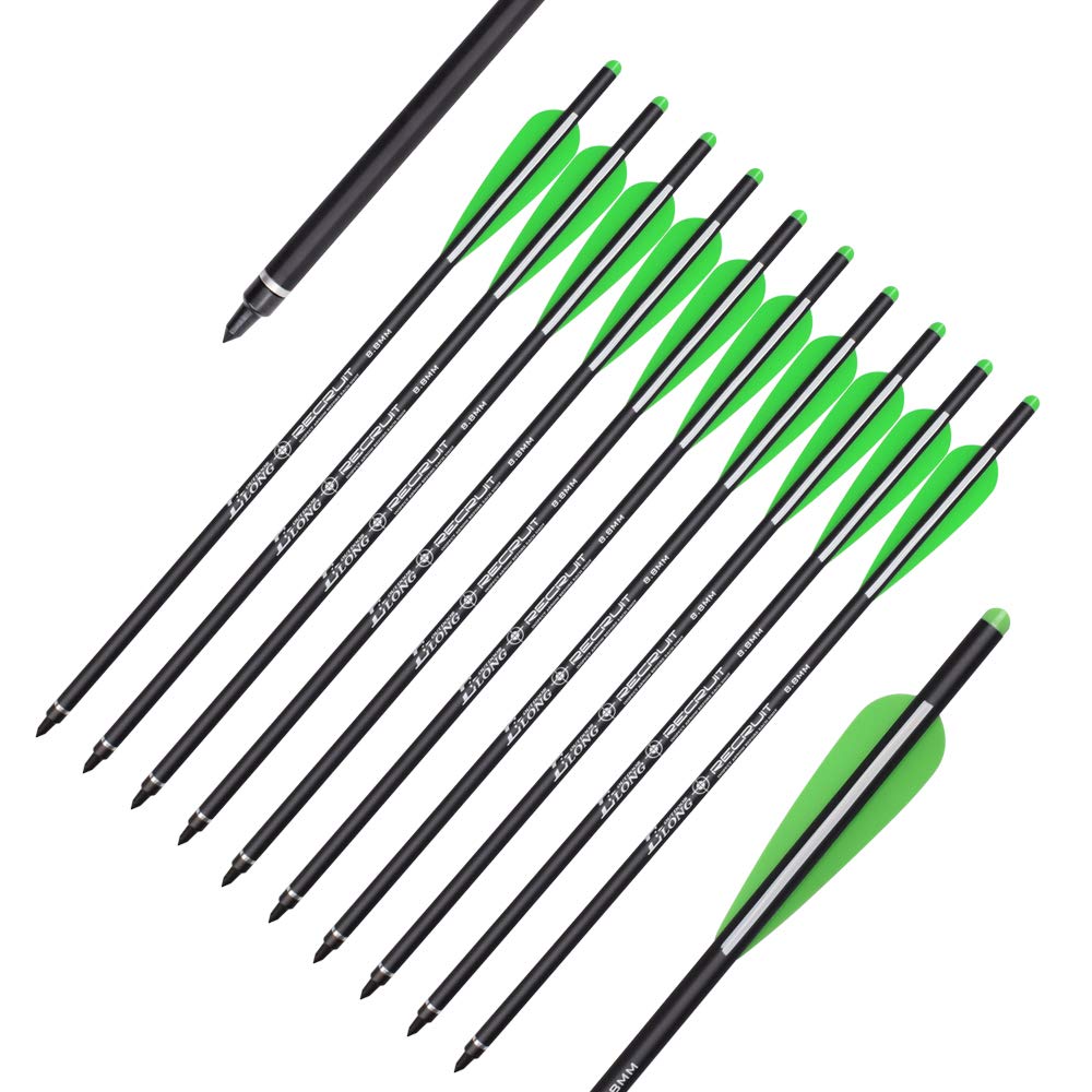 Carbon Crossbow Bolts 22 Inch Hunting Archery Crossbow Arrows with 4" Vanes Replaced Arrowhead Brodhead Tip 12PCS Pack