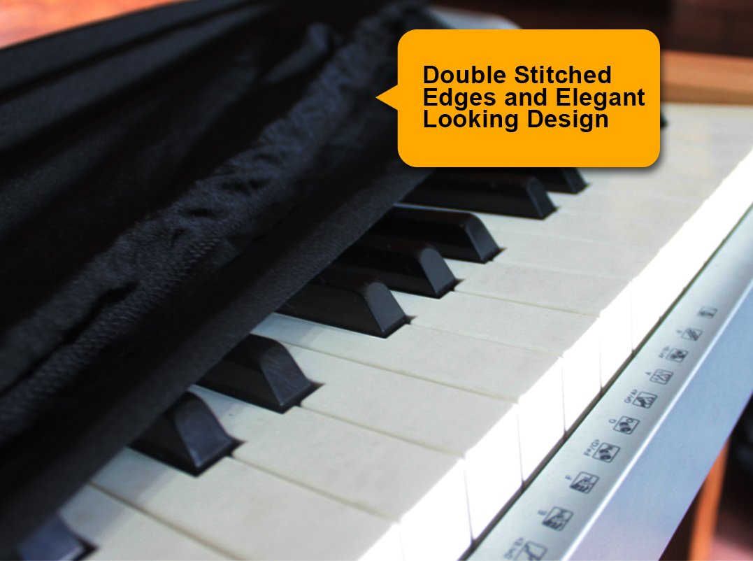 Piano Keyboard Dust Cover for 88 Keys - Piano Chord EBook Included - Made of Nylon/Spandex - Comes Complete with Built-In Bag, Elastic Cord and - Locking Clasp - Keep It Free From Dust and Dirt!