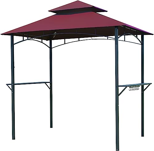 Outdoor Grill Gazebo BBQ Canopy for Outdoor Barbeque Shelter Girll Canopy Grill Gazebo Hardtop (L96 x W60 x H101 Inch) Red