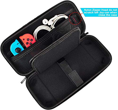 Carrying Case for Nintendo Switch Console, up to 20 Game Cartridges and Accessories - Protective Hard Shell Travel Pouch - Black