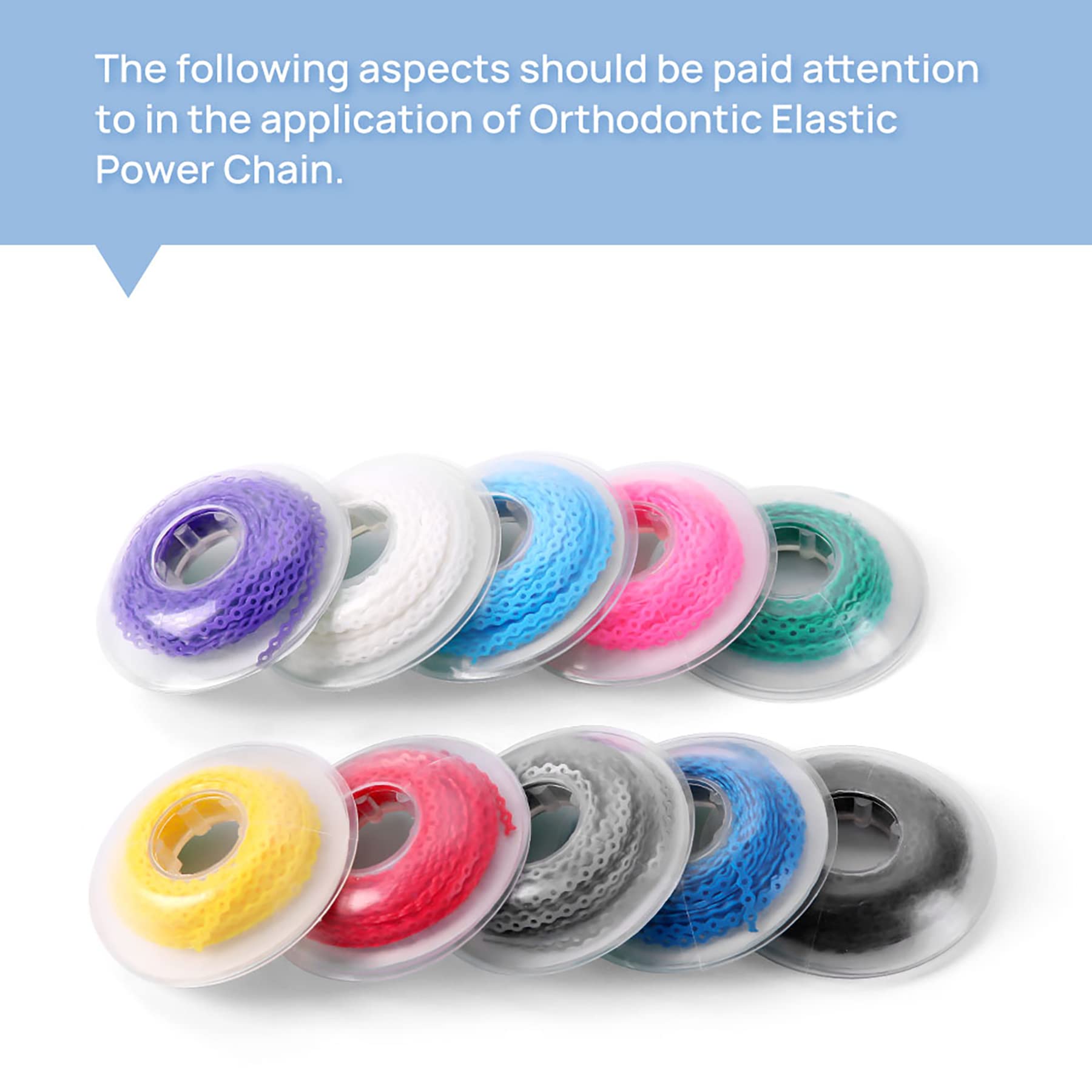Dentalmall 4.5M/Pack Dental Orthodontic Power Chain Dental Spool Elastic Rubber Band Power Elastic Chain Power Chains Brace(Short, Pink)