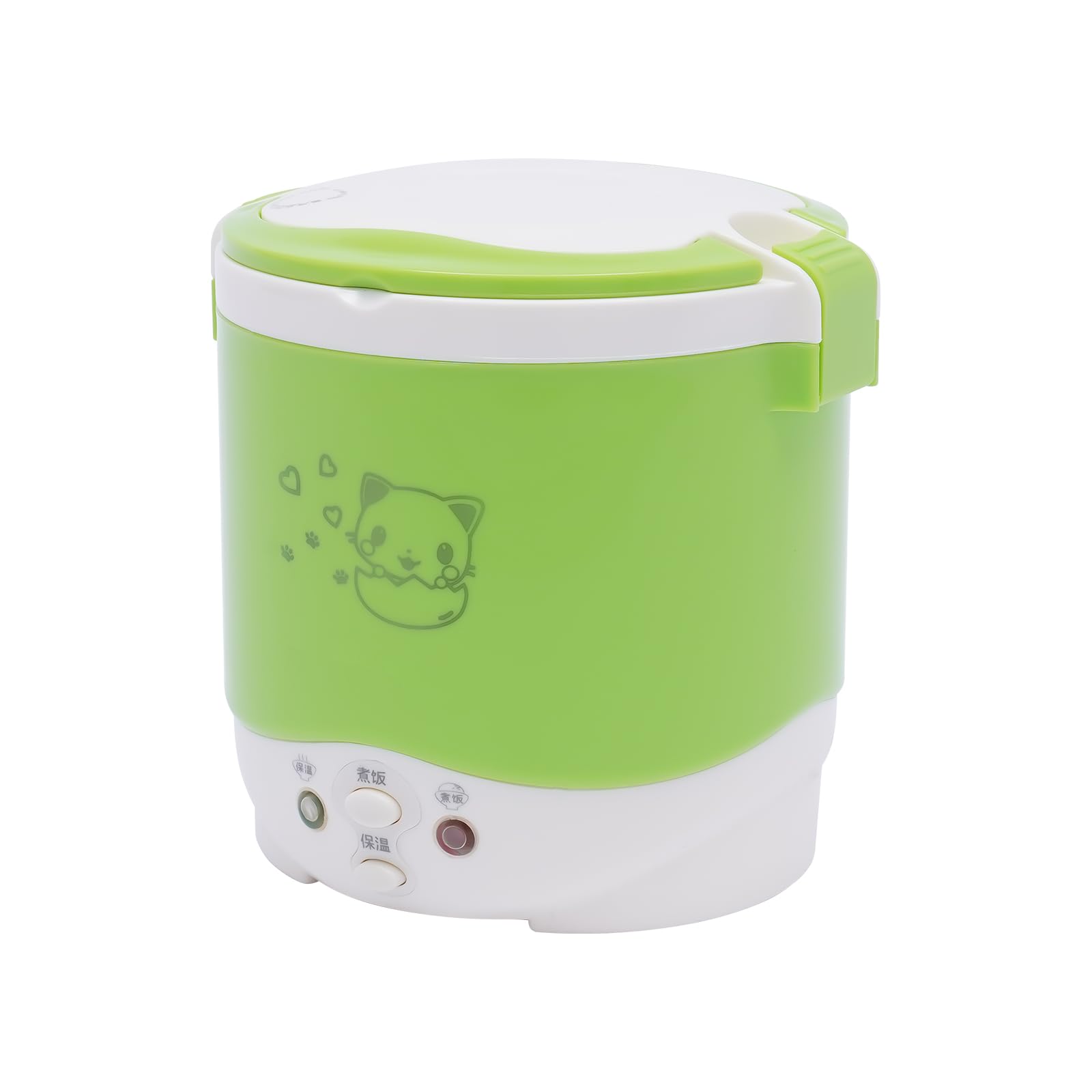 Headery Rice Cooker Small 12V, Mini Rice Cooker Steamer 1 Cup, Portable Easy Operation Well Insulated 1-2h Non-stick Rice Maker Food Steamer with Handle and Spoon for Car Home (Green)