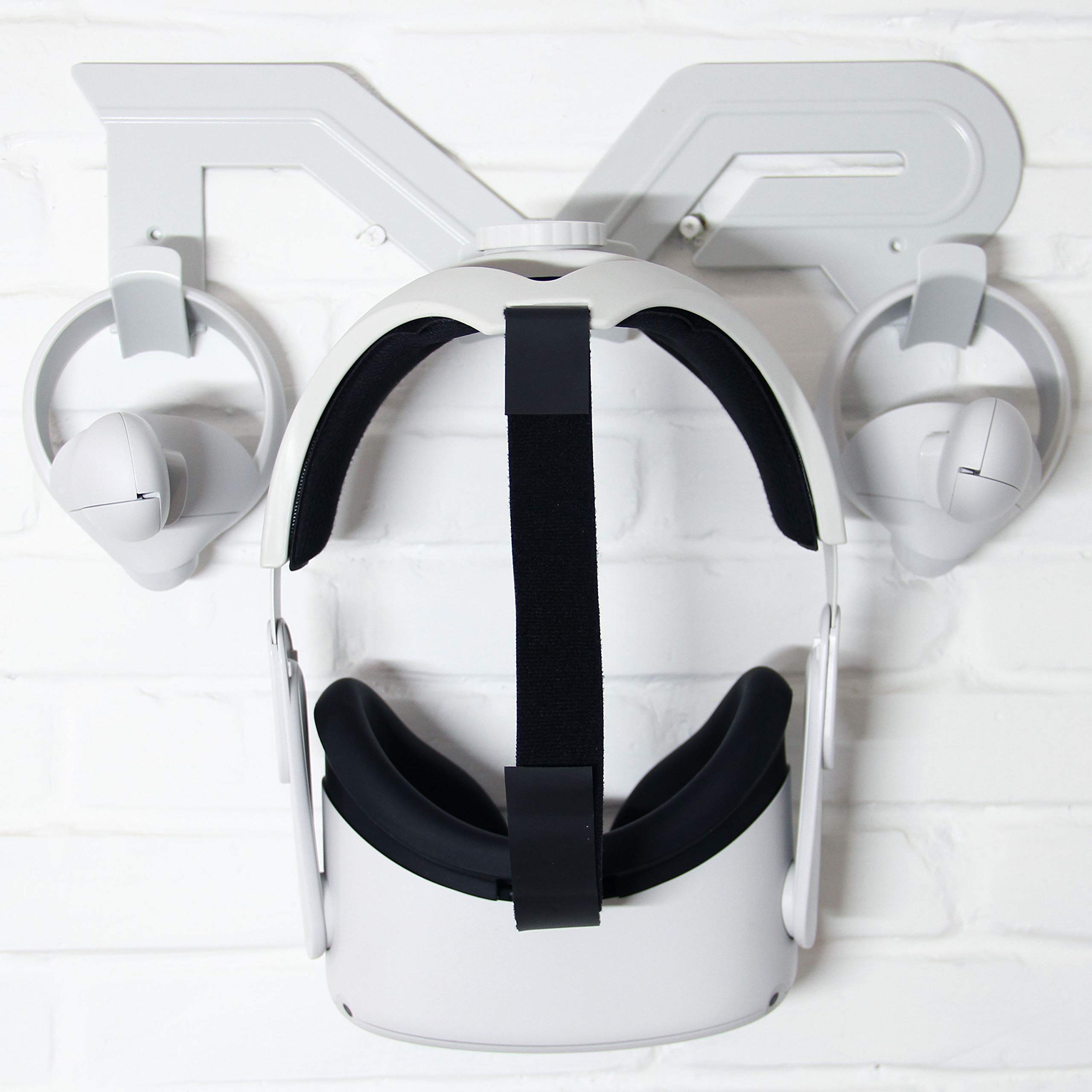 VRbrother Wall Mount Storage Hook Stand VR Headset with More Devices The Universal Wall Mount Hanger for Oculus Quest2,Oculus Rift-S,HTC ViveVive ProVive Cosmos,HP Reverb G2,Valve Index PSVR (White)