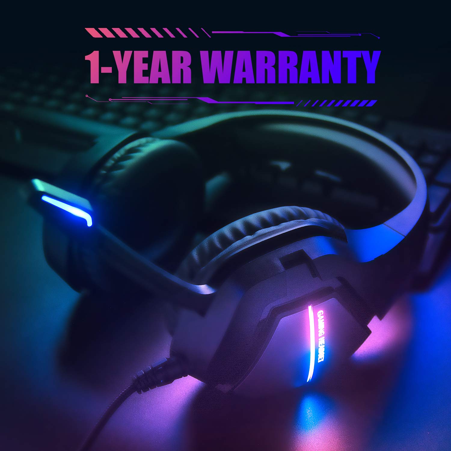 Bravekoi Stereo Gaming Headset, 3.5mm Wired Gaming Headphones, PC Gaming Headset with Noise Canceling Mic & LED Light, Compatible with PS4, PS5, PC, Xbox One, Nintendo Switch, Laptop