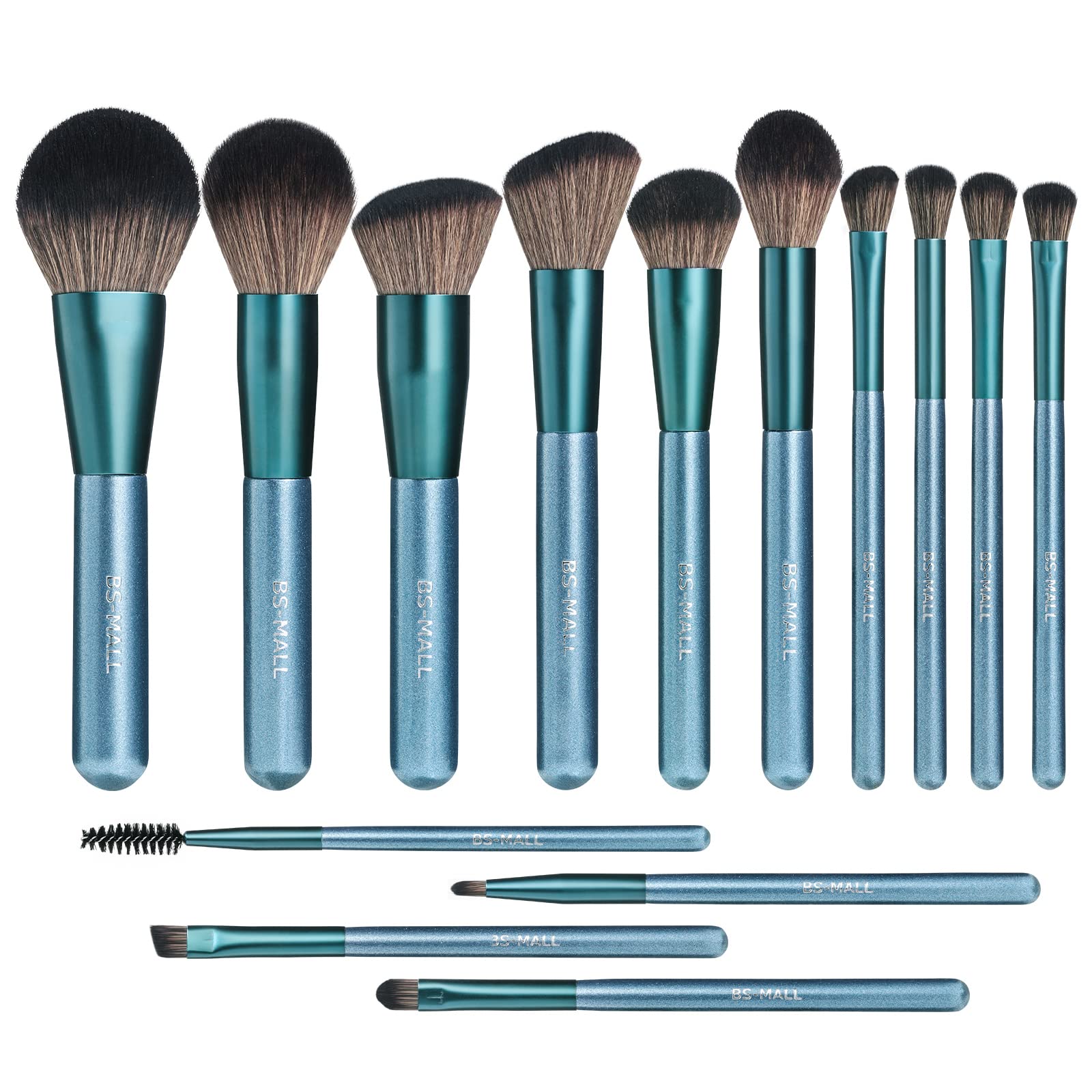 BS-MALL Makeup Brushes Premium Synthetic Foundation Powder Concealers Eye Shadows Makeup 14 Pcs Brush Set, Coffee Brown Color