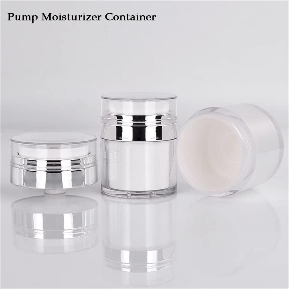 Cream Jar Vacuum Bottle, 15/30/50ml Airless Pump Jar Bottles Portable Lotion Dispenser, Makeup Lotions Creams Travel Container Push Down Pump Dispenser (15ml, 3 Pcs)