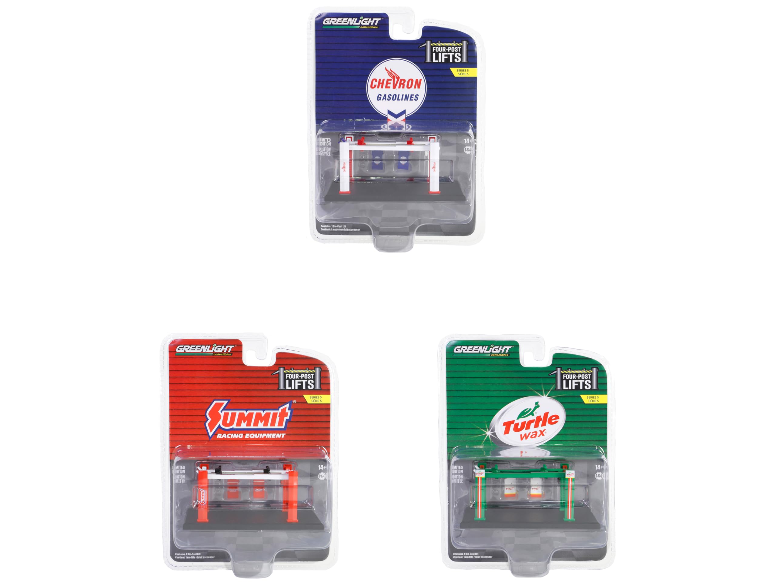 Four-Post Lifts Set of 3 Pieces Series 5 1/64 Diecast Models by Greenlight 16180-A-B-C