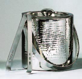 Elegance Hammered 6-Inch Stainless Steel Ice Bucket With Tongs