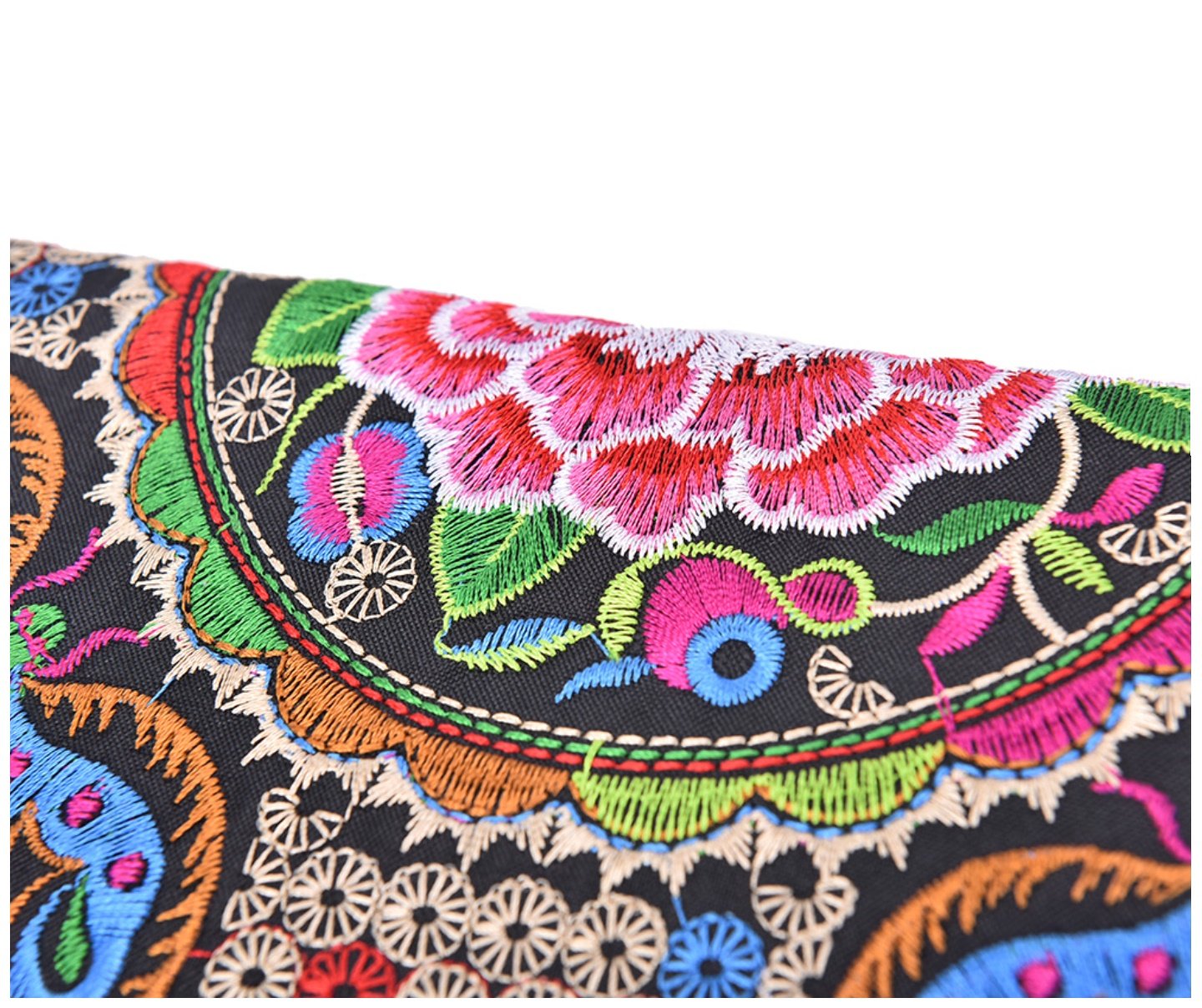 Onlineb2c Womens Wallet Clutch Chinese Embroidered Canvas Wallet (Peony & Butterfly)
