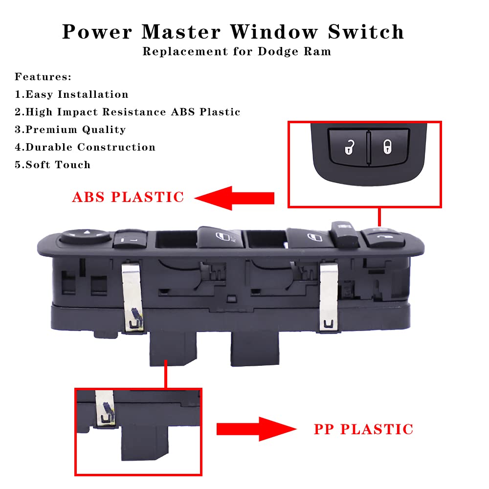 Cerobit Driver Side Power Master Window Switch for 2009 2010 2011 2012 Dodge Ram 1500 2500 3500 Replaces OEM# 4602863AD 4602863AB 4602863AC