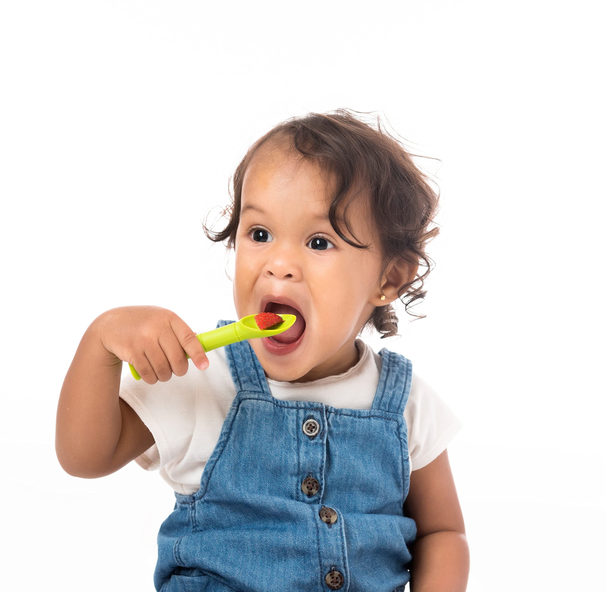 Elle Belle Baby : 4-Pack Silicone Baby Spoon, 6M+ First Stage Feeding, Soft Flexible Tip, Ergonomic Design (Spring Blooms)
