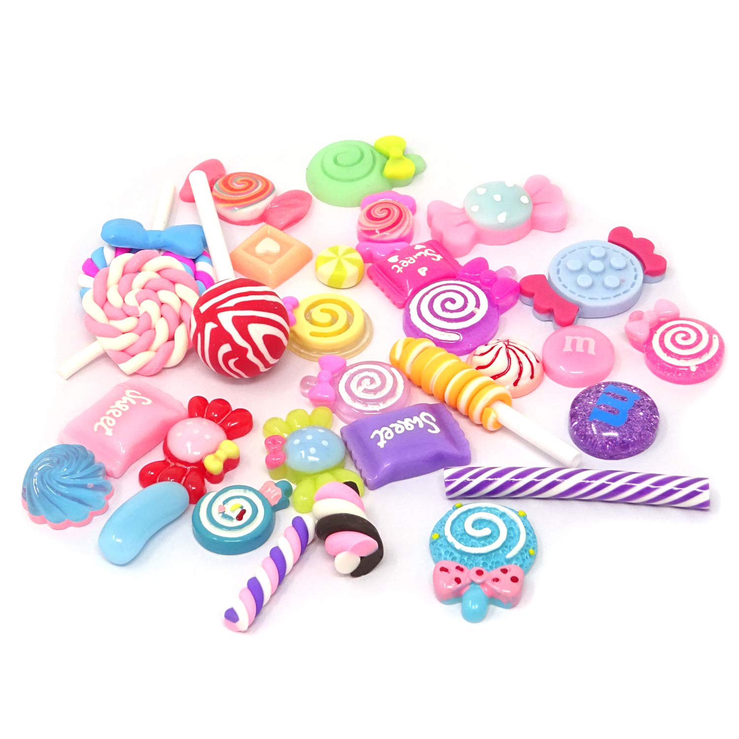 Honbay 30PCS Slime Charms, Assorted Flatback Resin Slime Beads for Scrapbooking, Hair Clip, DIY Crafts, etc (Candy)
