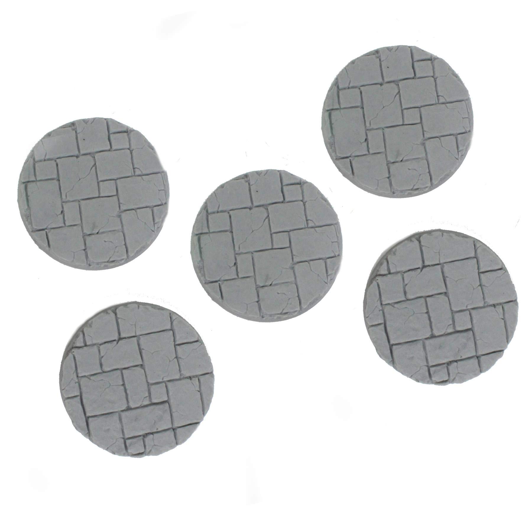 War World Gaming 40mm Round Dungeon one Resin Bases x5 for 20-28mm Scale Miniatures & Figures,5 x 40mm