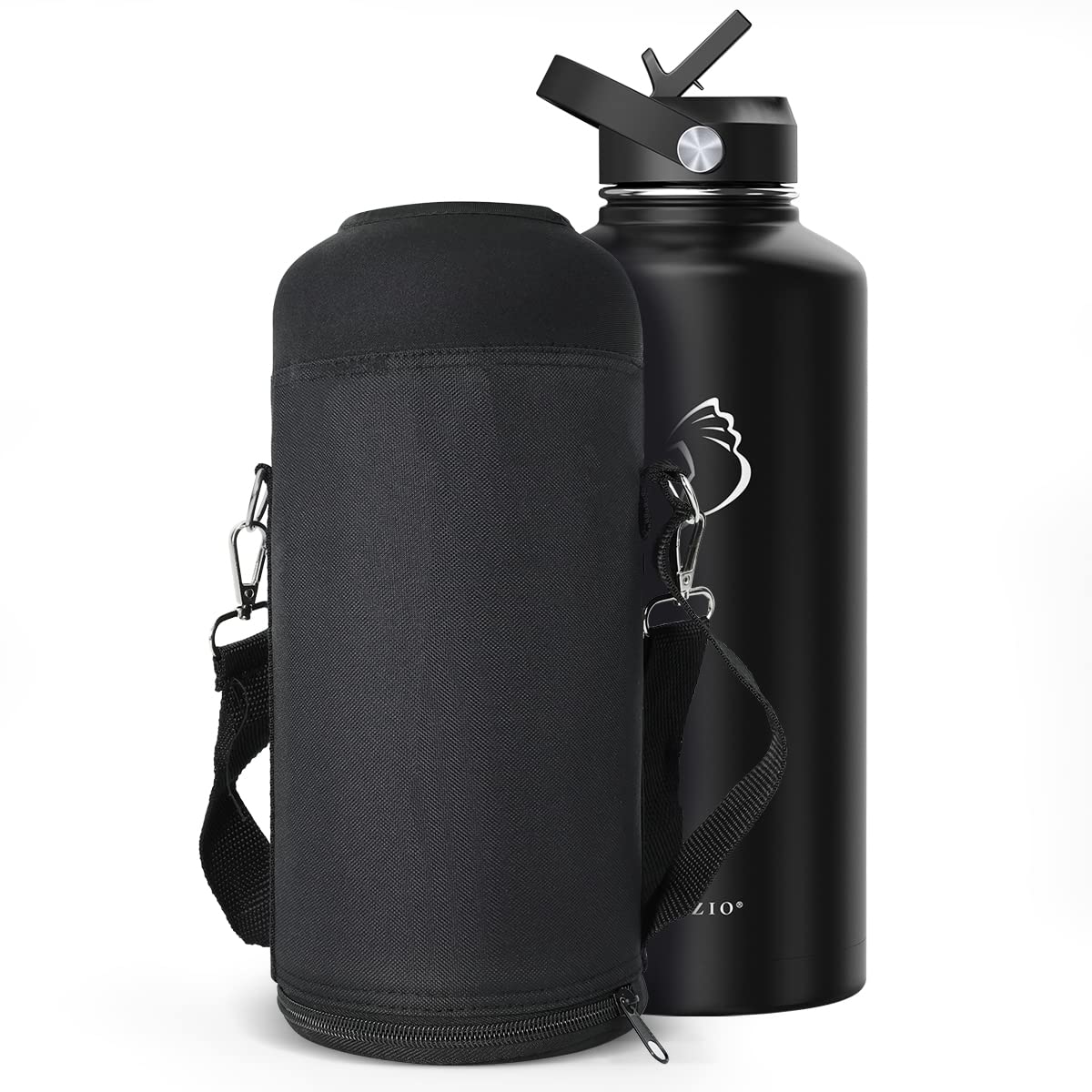 BUZIO Water Bottle Holder Carrying Pouch for 64 oz Bottles - Carry, Protect and Insulate Your Flask with This Military Grade Carrier an Adjustable Padded Shoulder Strap