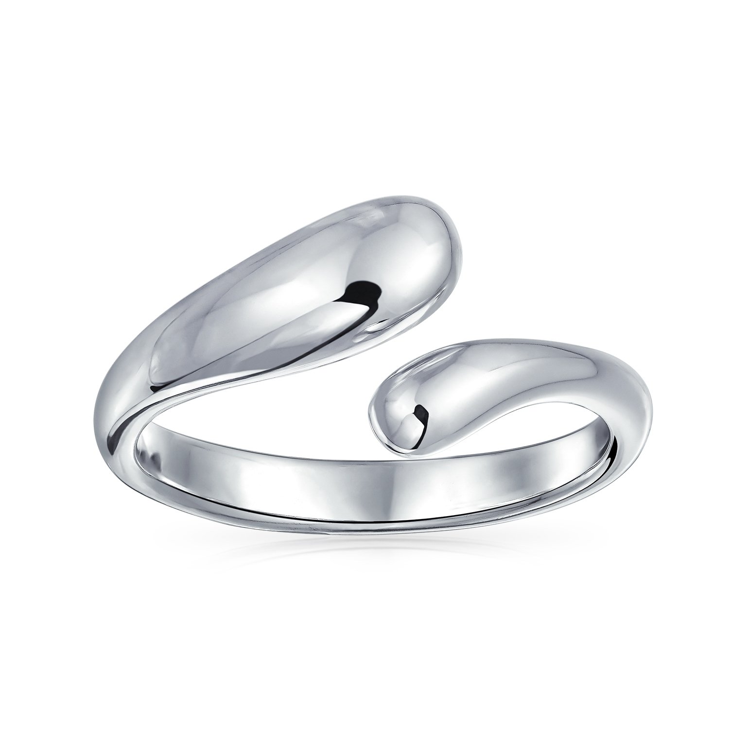 Bling Jewelry Geometric Open Bypass Teardrop Ring Band For Girlfriend For Teen .925 Sterling Silver Polished
