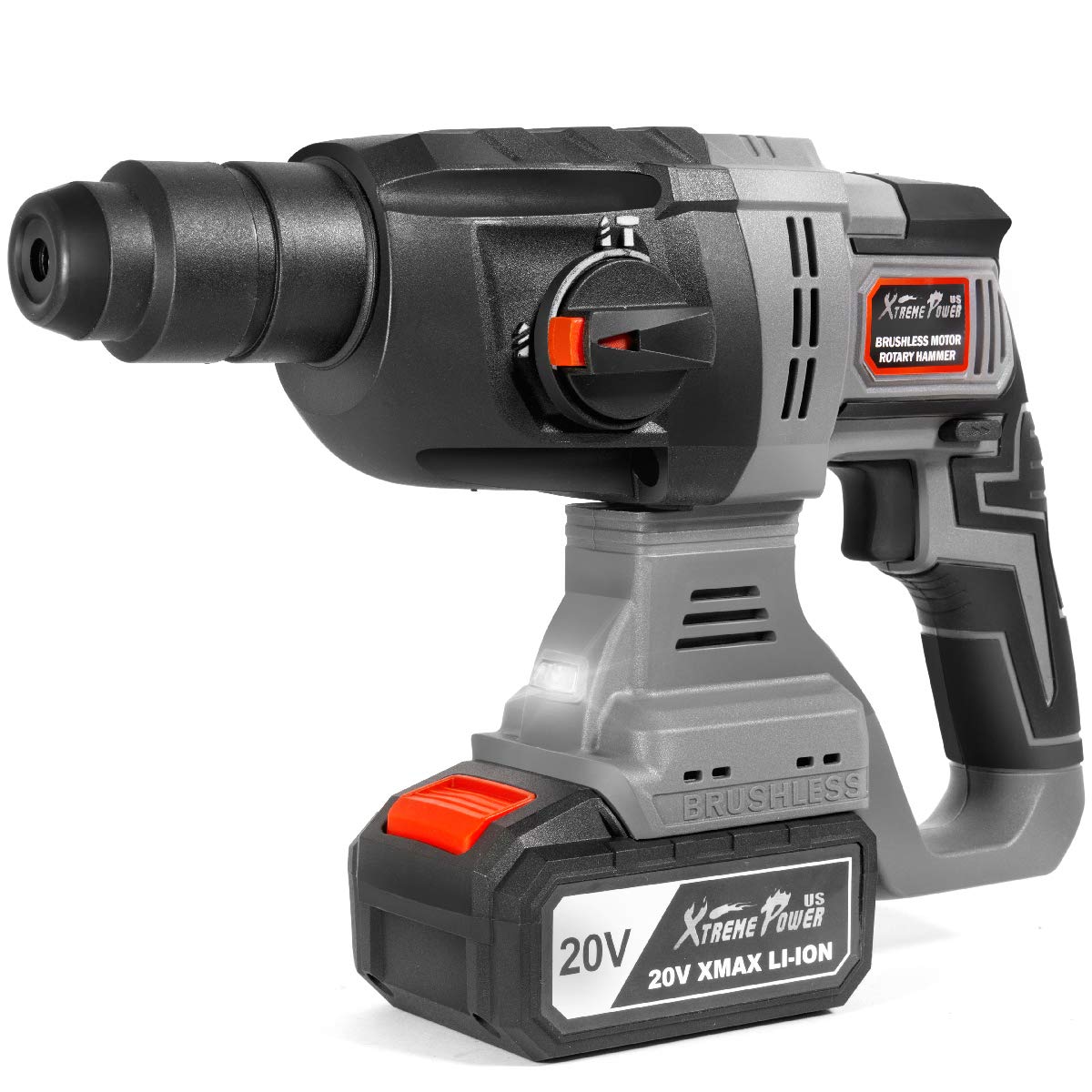 XtremepowerUS 20V Max SDS Plus Rotary Hammer Drill Brushless Cordless Demolition Hammer with 4.0Ah Lithium Battery and Charger