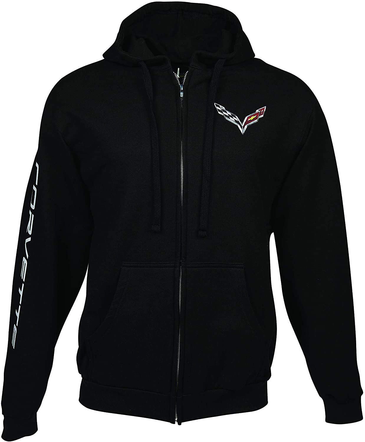 C7 Corvette Born in The USA American Legacy Zip Up Hoodie Jacket - Black (Small)