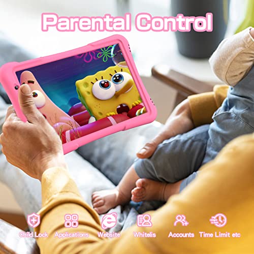 PRITOM 10 inch Kids Tablet Android 12 Tabletas 32GB, Quad-Core, 6000mAh, Large HD IPS Display, WiFi 6, Dual Camera, Bluetooth, Toddler Tablet for Kids Age 3+, Pink