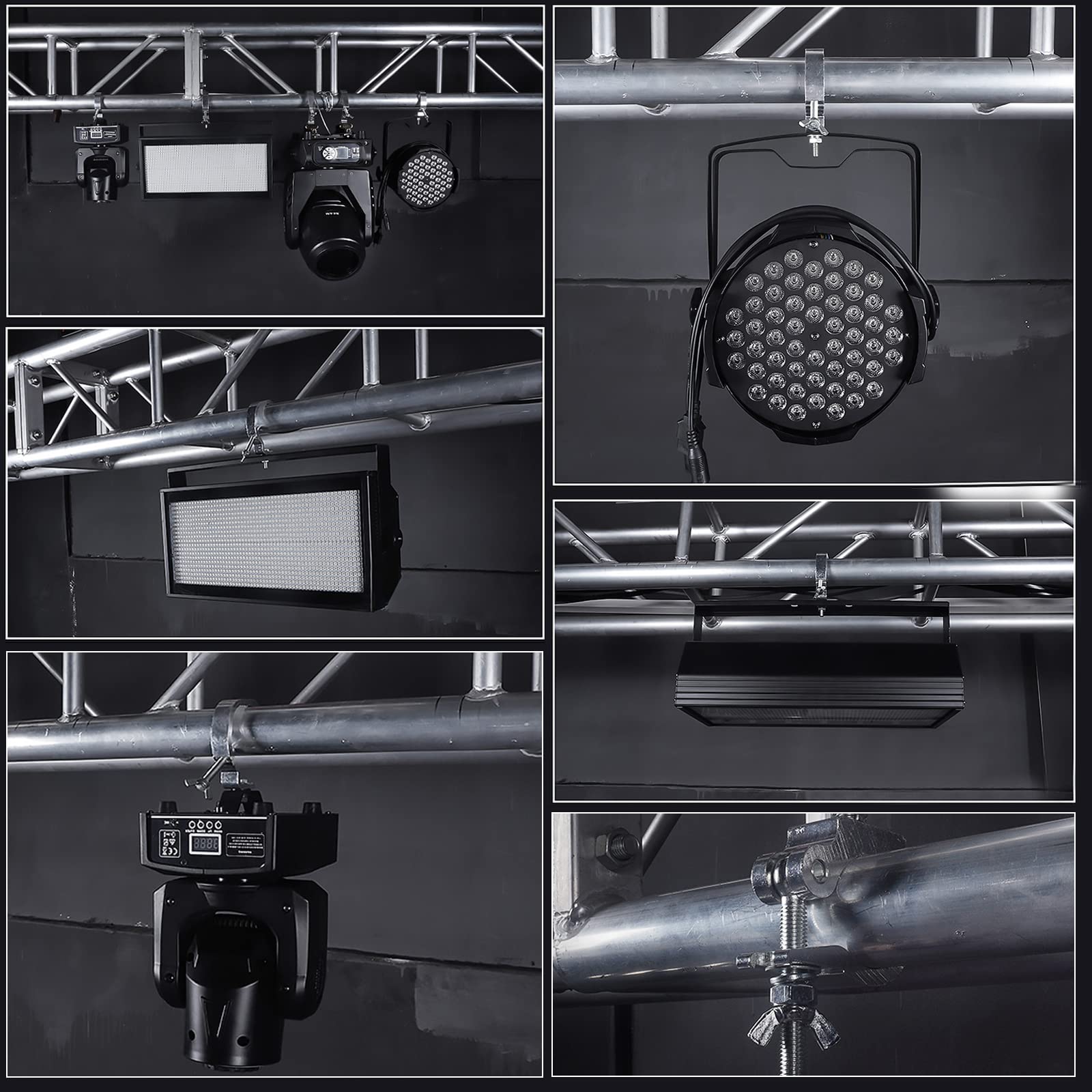 CertBuy 6 Pack Stage Light Clamp 2 Inch Aluminum Lighting Clamp Heavy Duty 165lb Premium Truss O Clamp for DJ Lighting Par Lights Spot Lights