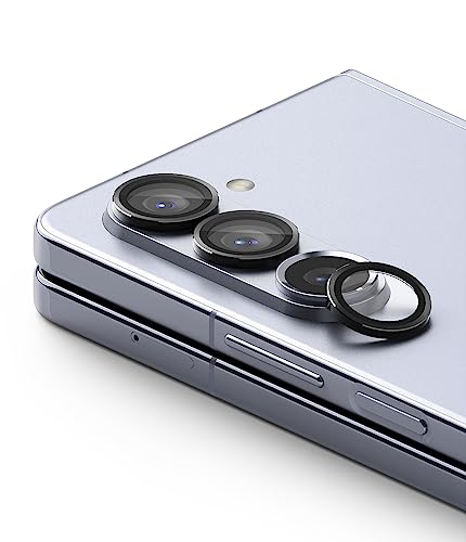 Ringke Camera Lens Frame Glass Compatible with Samsung Galaxy Z Fold 5 Camera Lens Protector, Tempered Glass Covers and Aluminum Alloy Frames - Black